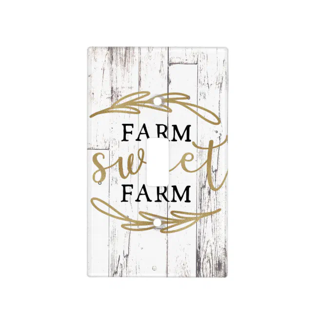 Farm Sweet Farm White Wood Country Farmhouse Light Switch Cover | Zazzle