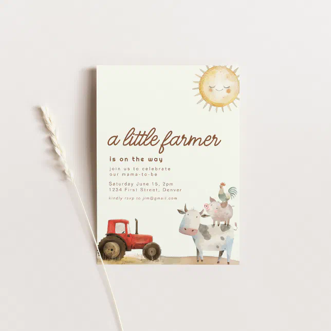 Farm Theme Baby Shower with Animals Invitation | Zazzle