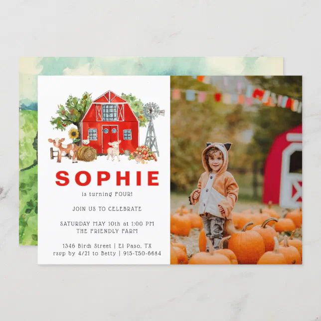Farm Theme | Barn Birthday Party Invitation | Zazzle