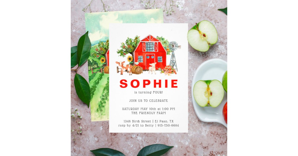 Farm Theme | Barn Birthday Party Invitation | Zazzle