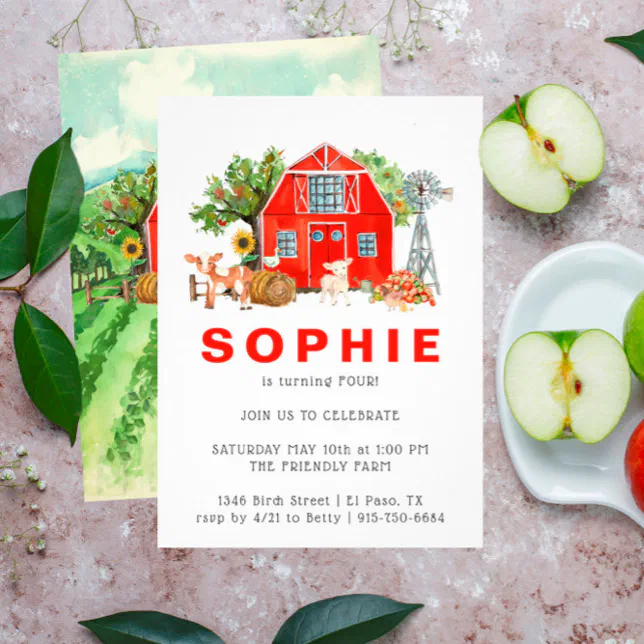 Farm Theme | Barn Birthday Party Invitation | Zazzle