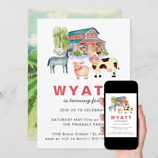 Farm Theme Birthday Party Invitation | Zazzle