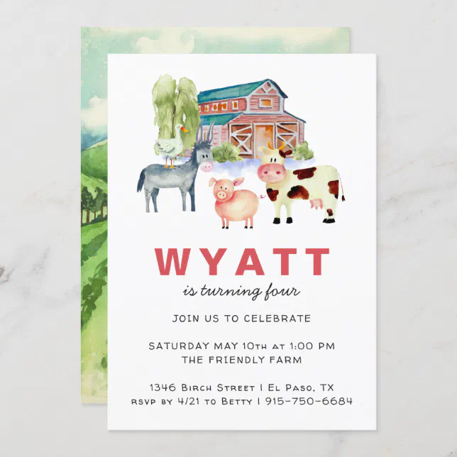 Farm Theme Birthday Party Invitation | Zazzle