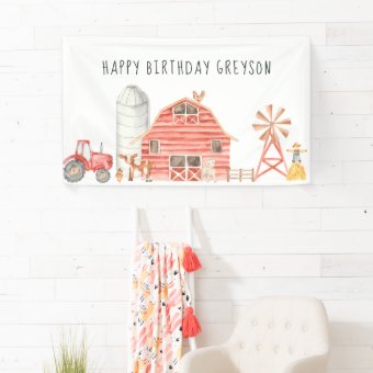Farm Theme Birthday Party Welcome Banner | Zazzle