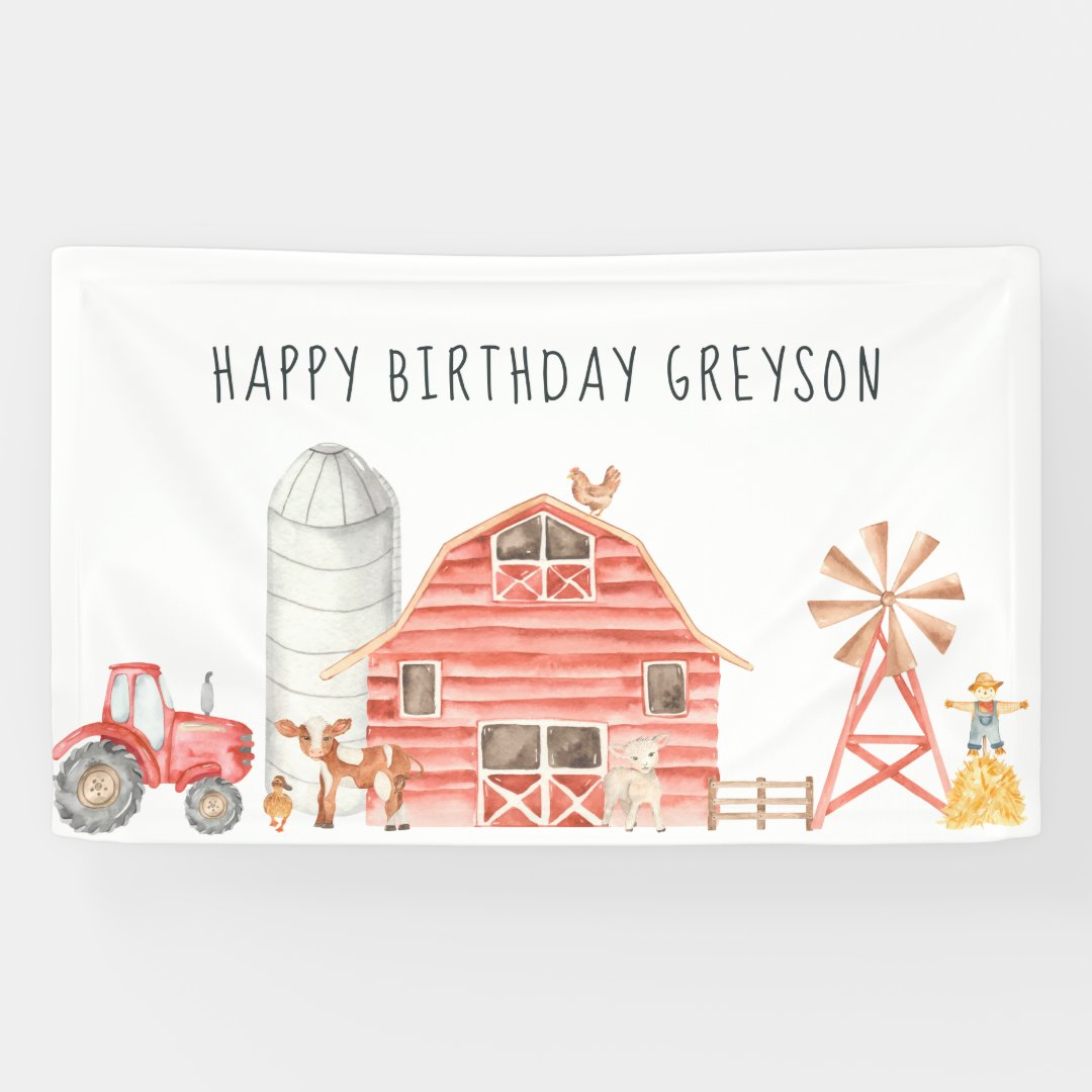 Farm Theme Birthday Party Welcome Banner | Zazzle