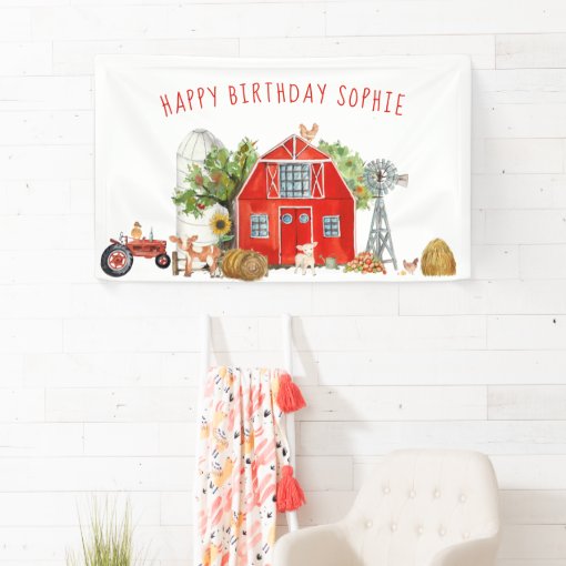 Farm Theme Birthday Party Welcome Banner | Zazzle