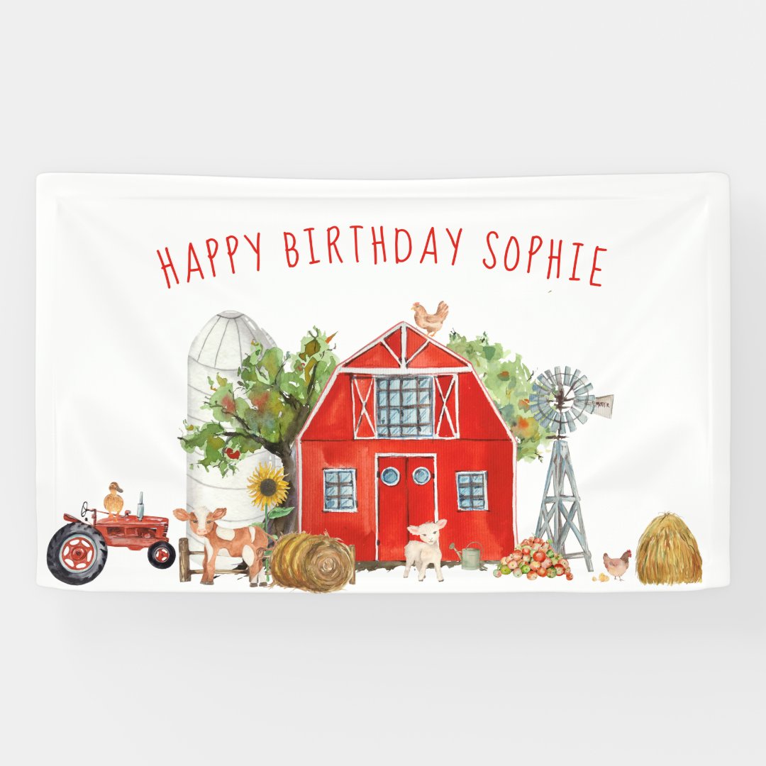 Farm Theme Birthday Party Welcome Banner | Zazzle