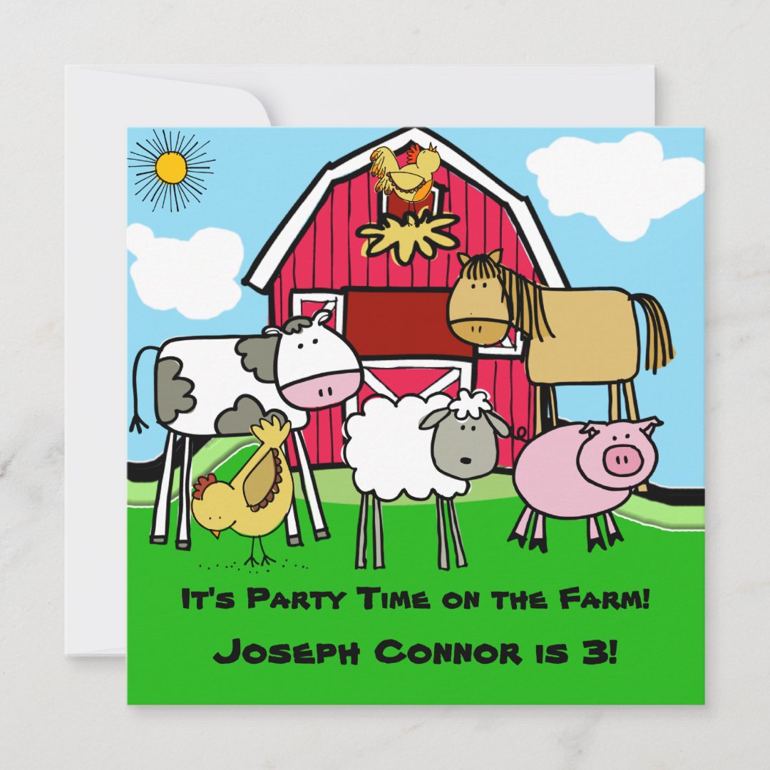 Farm Theme Customized Birthday Invitations | Zazzle