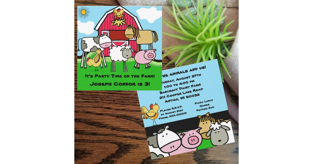 Farm Theme Customized Birthday Invitations | Zazzle