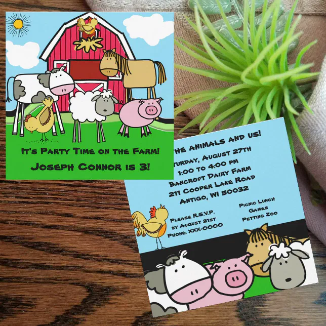 Farm Theme Customized Birthday Invitations | Zazzle