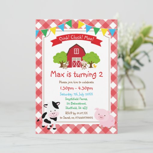 Farm themed birthday party invitation | Zazzle