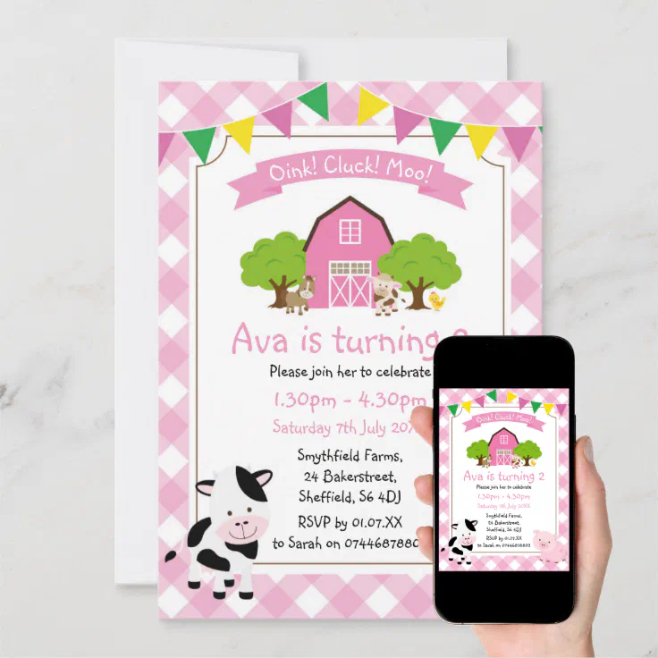 Farm themed birthday party invitation | Zazzle