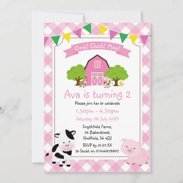 Farm themed birthday party invitation | Zazzle