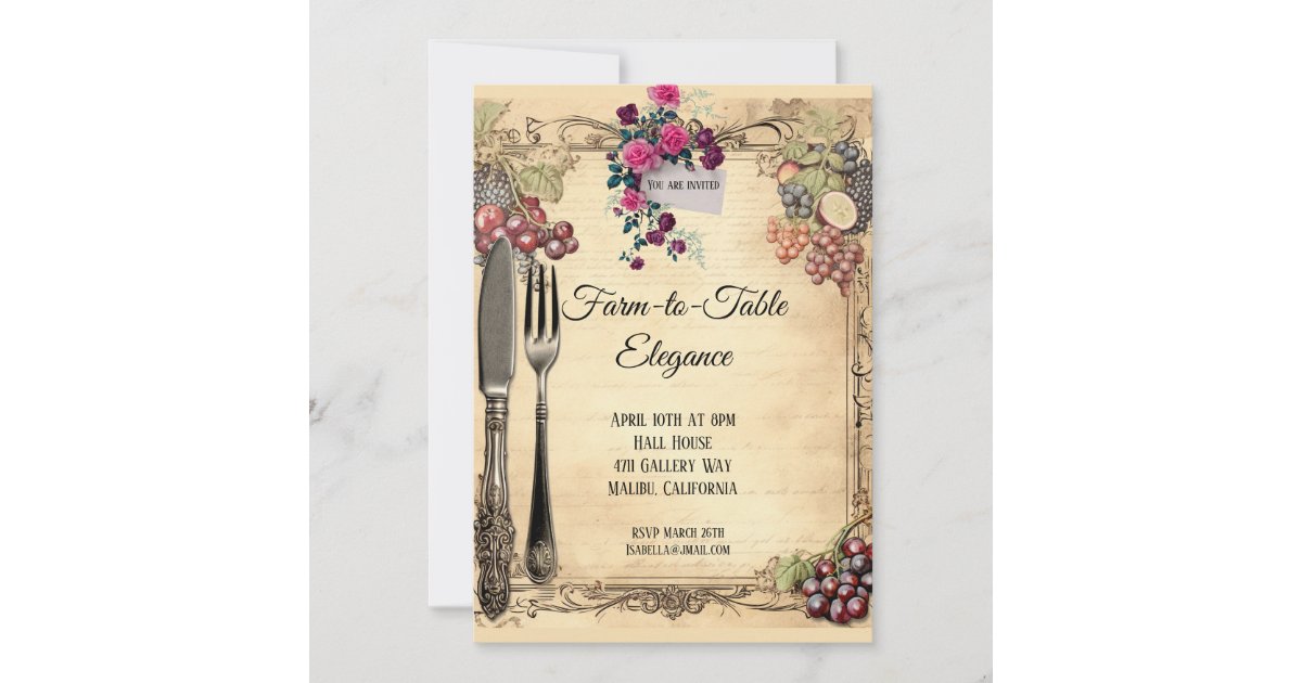 Farm to Table Dinner Invitation | Zazzle
