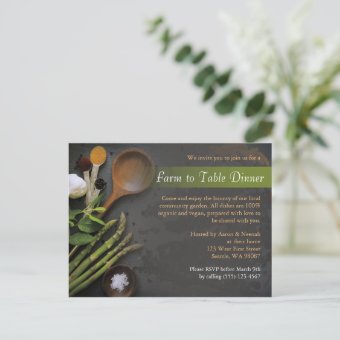 Farm to Table Dinner Invitation Postcard | Zazzle