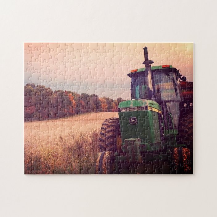 Farm Tractor at Fall Harvest Jigsaw Puzzle | Zazzle.com