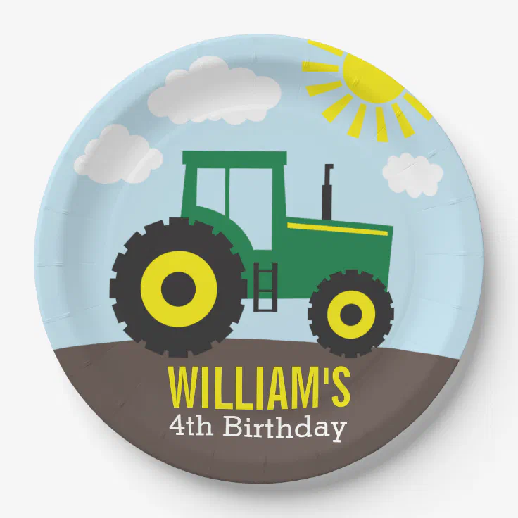 Farm Tractor Birthday Paper Plates | Zazzle