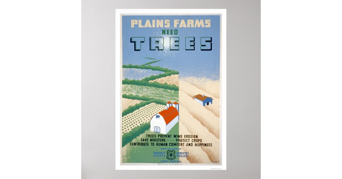 Farm Tree Conservation 1940 WPA Poster | Zazzle