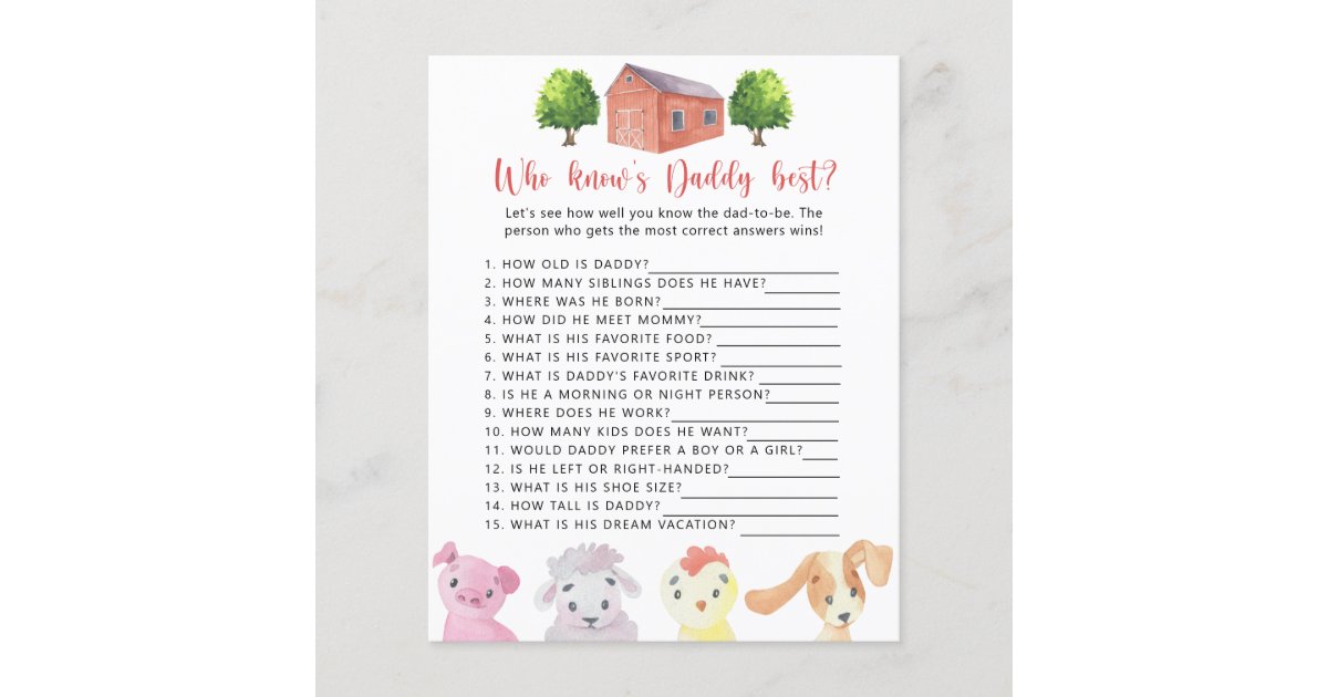 Farm - Who knows DADDY best game | Zazzle