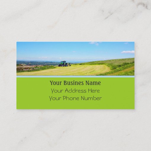 Farm works, fields and a tractor business card | Zazzle
