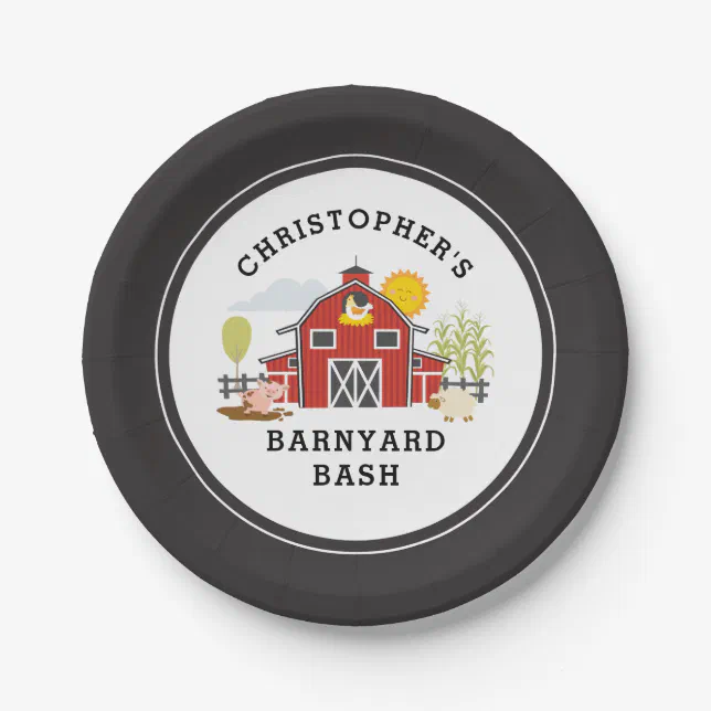 Farm Yard Barn Paper Plate | Zazzle