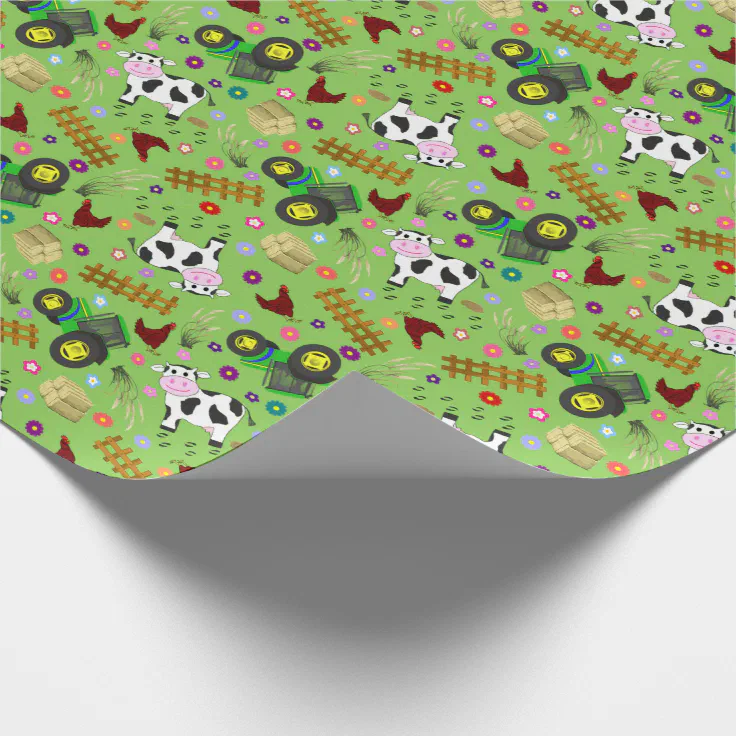 Farm Yard Cow Wrapping Paper | Zazzle