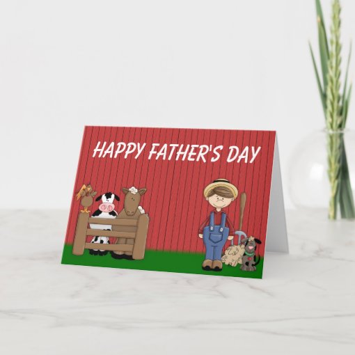 Farmer & Barn Happy Father's Day Greeting Card | Zazzle