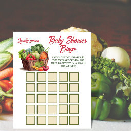 Farmer Market Locally Grown Baby Shower Bingo Game | Zazzle