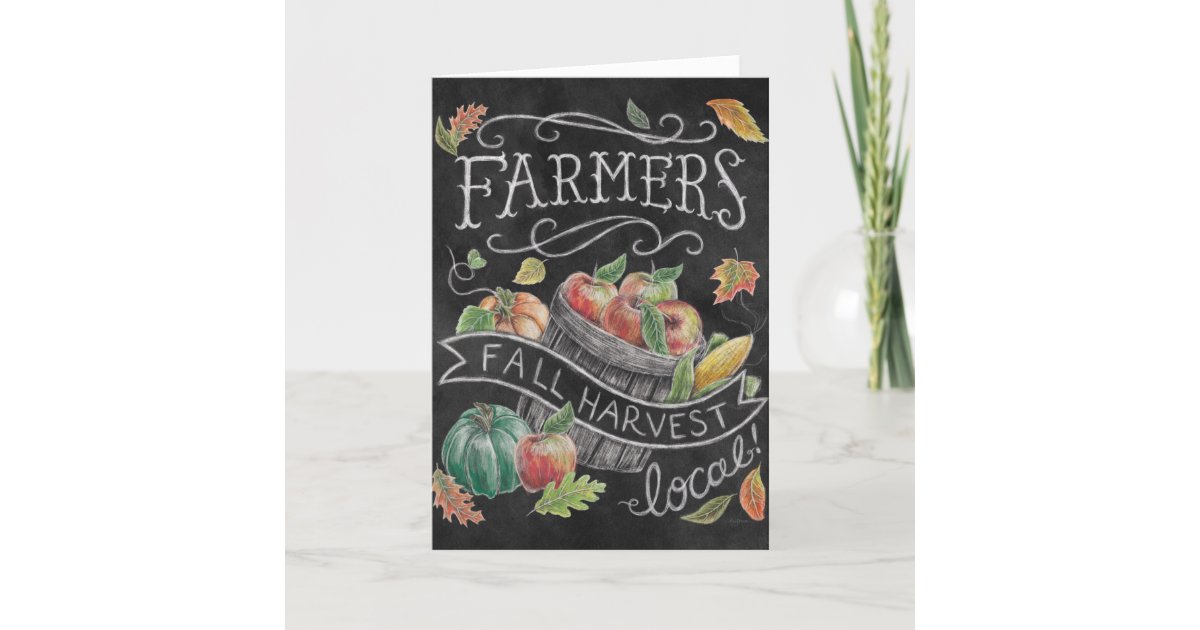 Farmer's Fall Harvest Chalkboard Holiday Card | Zazzle