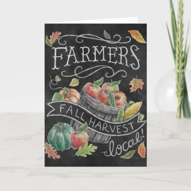 Farmer's Fall Harvest Chalkboard Holiday Card | Zazzle