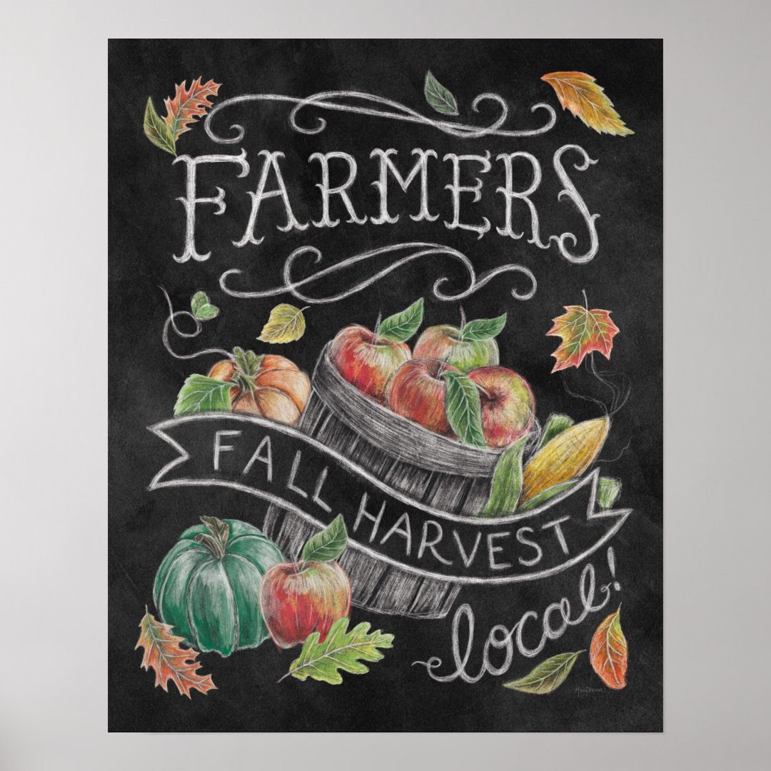 Farmer's Fall Harvest Chalkboard Poster | Zazzle