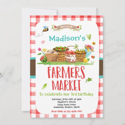 Farmers Market Birthday Locally Grown Girl Farm I Invitation | Zazzle