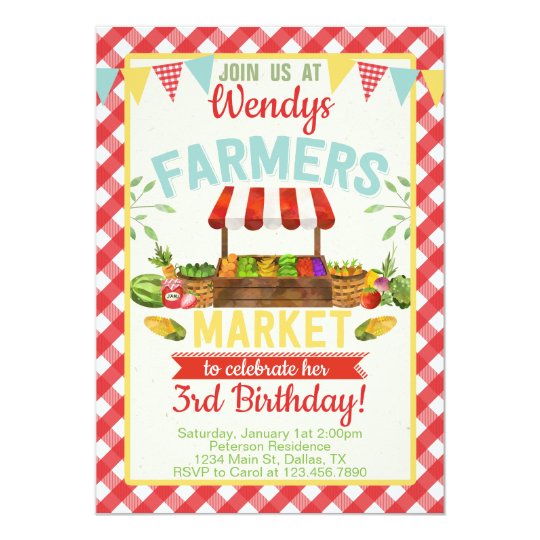 Farmers Market Birthday Party Invitation Invite | Zazzle.com