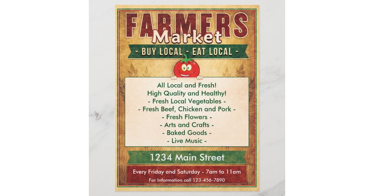 Farmers Market Eat Local Sign Flyer | Zazzle