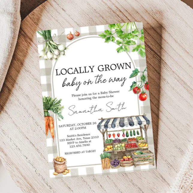 Farmers Market Locally Grown Baby Shower Invitation | Zazzle