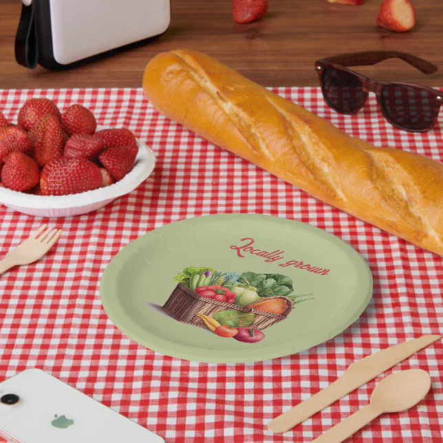 Farmer's Market Locally Grown Baby Shower Paper Plates | Zazzle