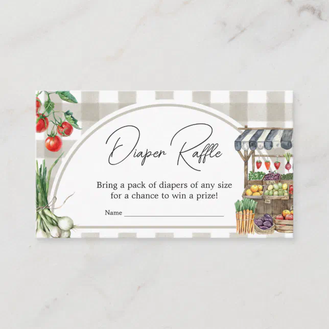 Farmers Market Locally Grown Diaper Raffle Enclosure Card | Zazzle