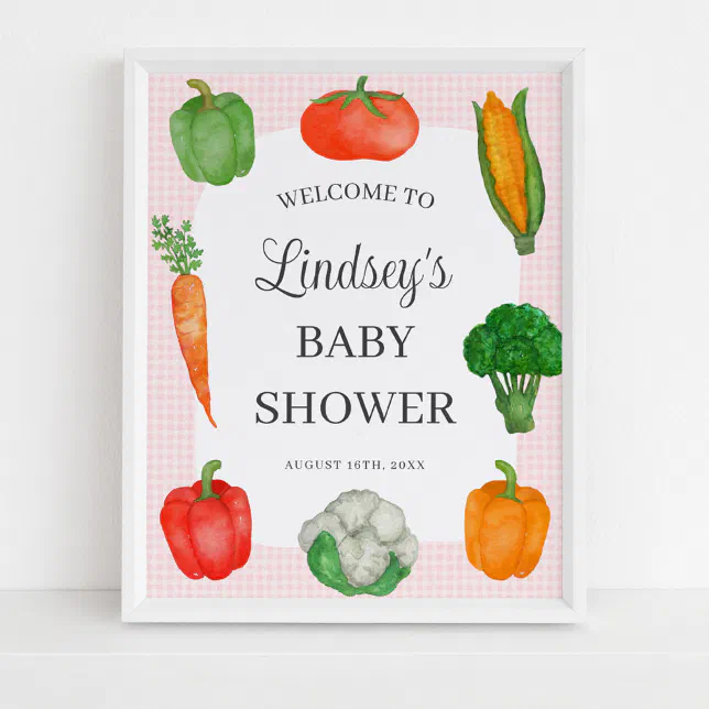 Farmers Market Pink Baby Shower Welcome Poster | Zazzle
