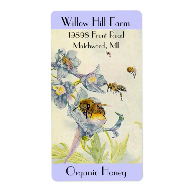 Farmers Market Product Labels Honey Bees Flowers | Zazzle
