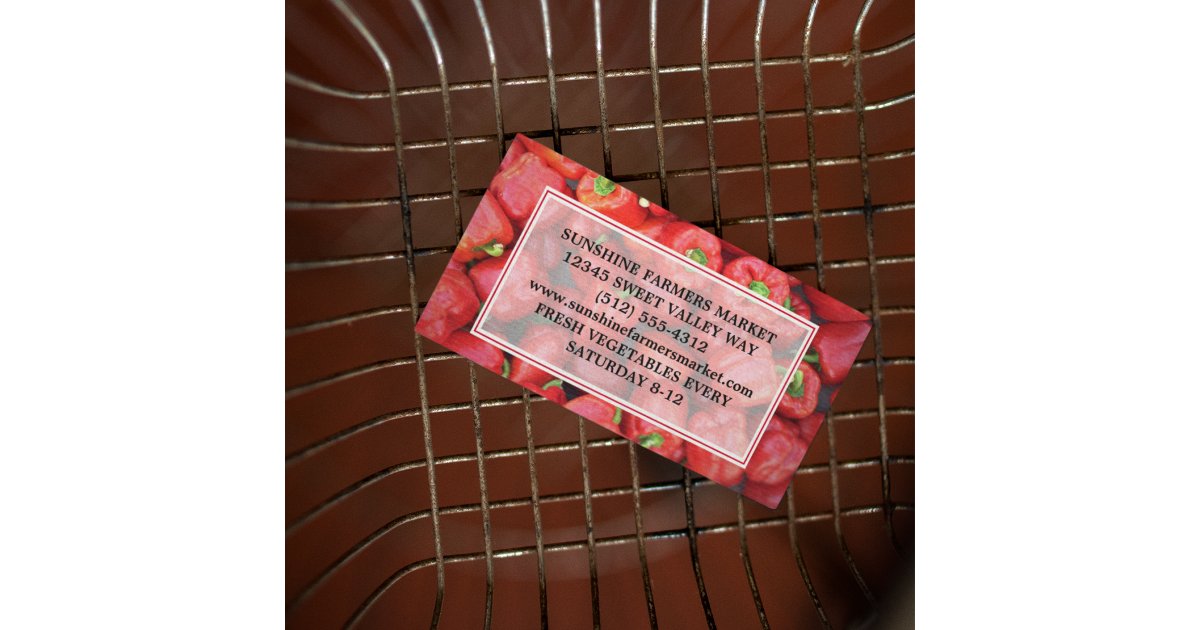 Farmers Market Red Bell Pepper Produce Vendor Business Card | Zazzle