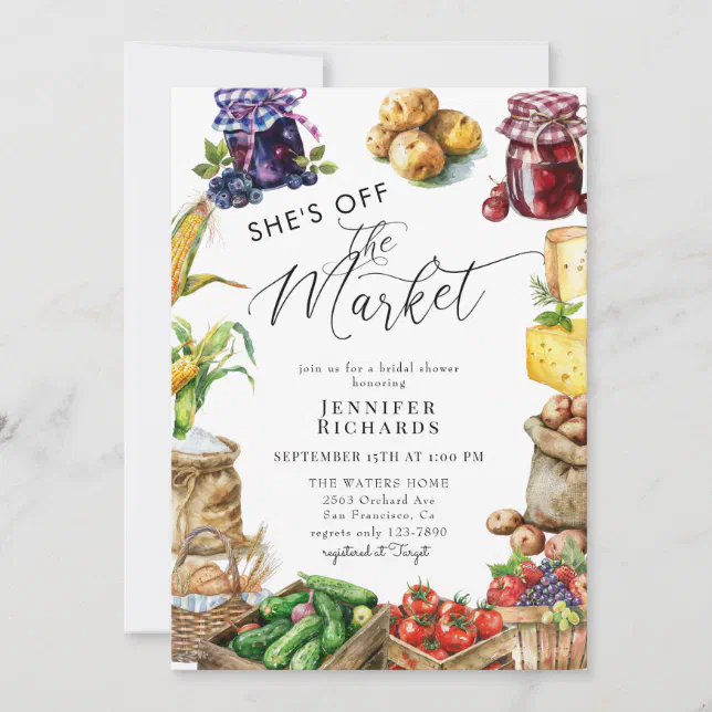 Farmers Market Retro Rustic Vintage Bridal Shower Invitation | Zazzle