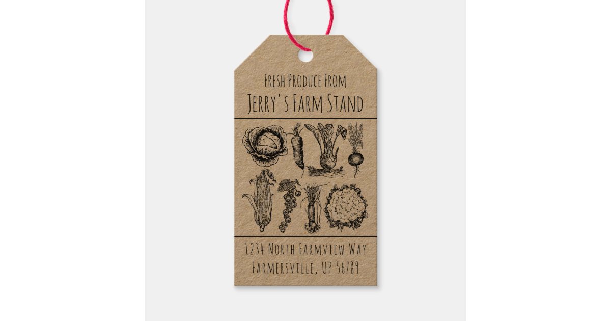 "Farmer's Market Roadside Farm Stand Advertising Gift Tags | Zazzle