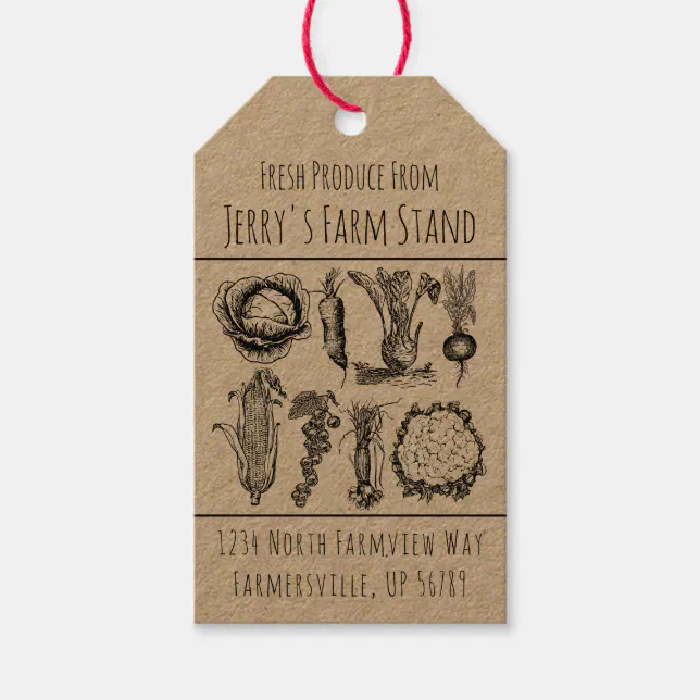 "Farmer's Market Roadside Farm Stand Advertising Gift Tags | Zazzle