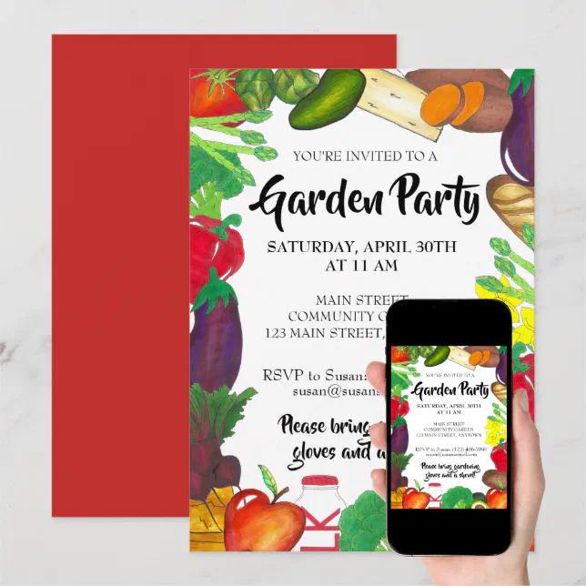 Farmers Market Veggie Garden Spring Planting Party Invitation | Zazzle