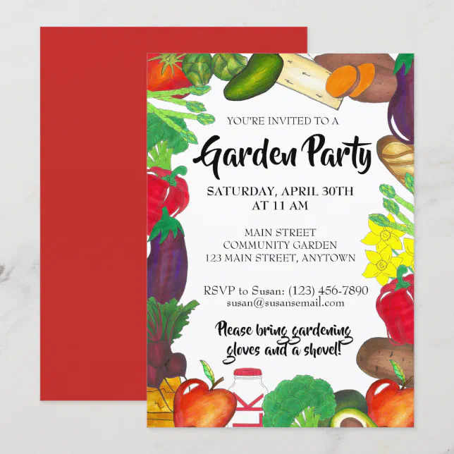 Farmers Market Veggie Garden Spring Planting Party Invitation | Zazzle