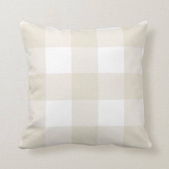 Farmhouse Beige Buffalo Check Plaid Rustic Throw Pillow | Zazzle.com