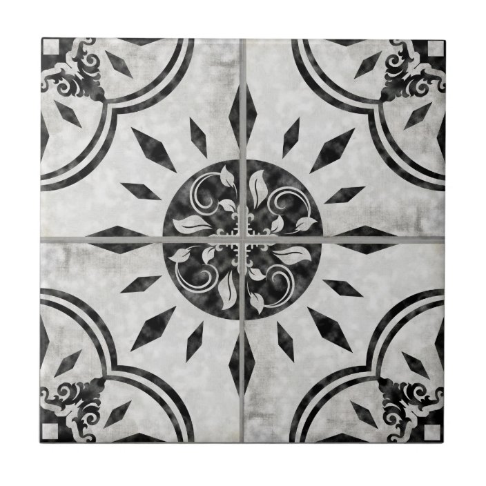 Farmhouse Black White Pattern Country Chic Rustic Ceramic Tile | Zazzle.com