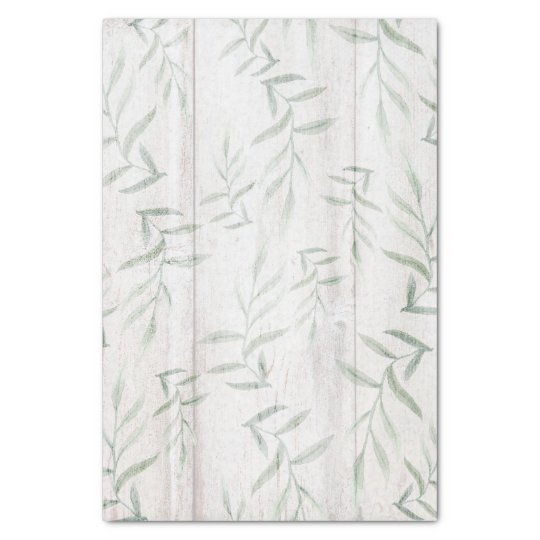 Farmhouse Botanical White Wood Rustic Leaves Tissue Paper | Zazzle.com