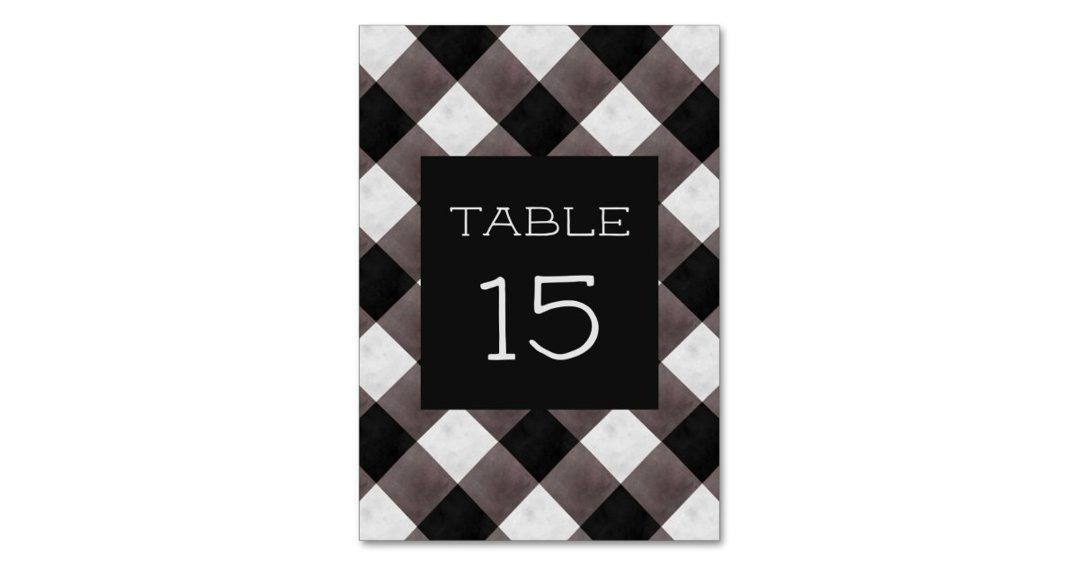 Farmhouse Buffalo Plaid Check Rustic Wedding Table Number | Zazzle