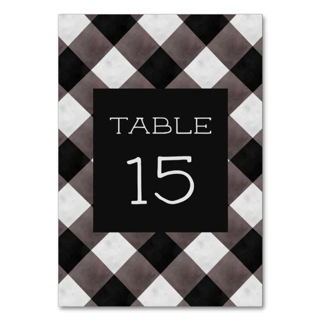 Farmhouse Buffalo Plaid Check Rustic Wedding Table Number | Zazzle